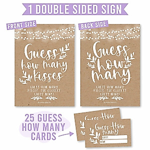 50 Rustic Who Knows Mommy Best, Baby Prediction and Advice Cards etc, 25 Guess How Many Cards - 6 Double Sided Cards Baby Shower Games Funny, How Many Kisses Game Baby Shower Decorations