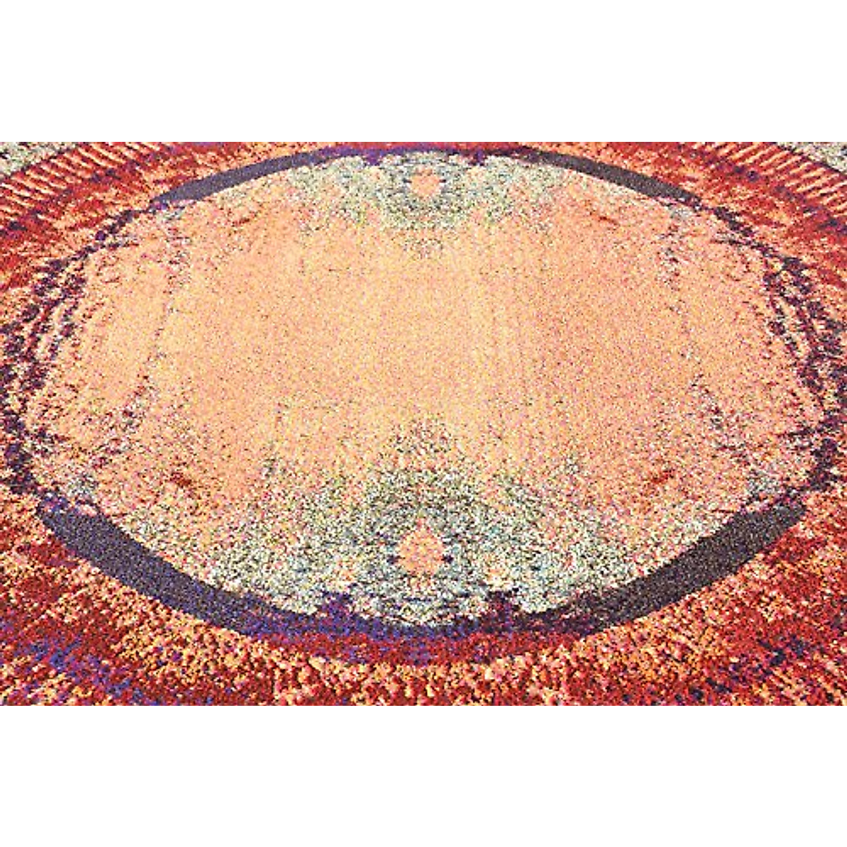 Unique Loom Estrella Collection Rustic, Distressed, Modern, Abstract Area Rug, 8 ft, Orange/Black