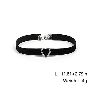 ACEDRE Black Choker Necklace Heart With Crystal Necklace Chains Adjustable Necklaces Jewelry Accessory for Women (Heart Shape)