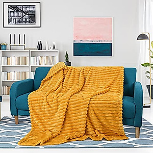 Catalonia Yellow Fleece Throw Blanket for Couch, Super Soft Fuzzy Plush Blanket for Adults and Kids, All Seasons Lounging Velvet Blanket, Living Room Decor Blanket