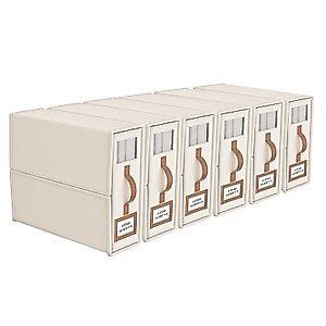 BigPonPon 6 Pack Bed Sheets Organizers And Storage (King Size),Foldable Sheet Organizer With Handle For Linen Closet,Bedding Organizer Storage For Sheets, Duvet Cover (Beige)