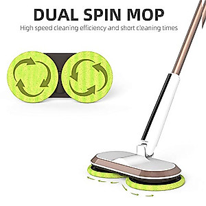 LIPTSIO Cordless Electric Mop, Scrubber Powerful Cleaner Handheld 180° Automatic Rotary +2 Extra Accessories, Polisher for Hard Wood, Tile, Vinyl, Marble and Laminate Floor (Red)