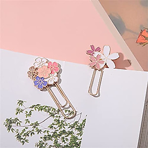 Tainrunse Paper Clip Cute Exquisite Bookmark Cherry Blossom Decorative Clip B
