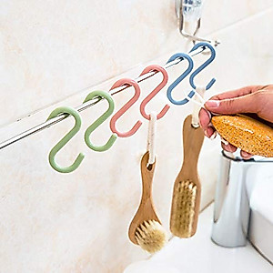 YITAQI S Hooks,Portable Multi-Purpose Storage Rack Door Scarf Hat Hanging S-Shaped Hook Clothes Hanger Organizer Key Holder(4Pcs Blue L)