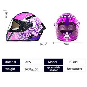 TRIPERSON Full Face Motorcycle Helmet DOT Approved Motorbike Moped Street Bike Racing Crash Helmet, Men and Women (Rose Color Mirror, Small)