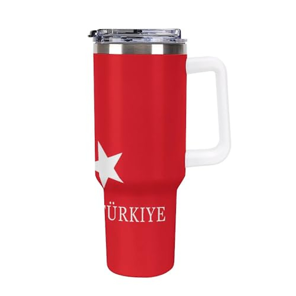 Turkey Turkish Flag of Türkiye 40oz Water Bottle Double Wall Insulated Tumbler with Handle Leakproof Travel Mug White-style