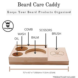 Striking Viking Beard Caddy Countertop Bathroom Organizer for Beard Products - Beard Product Holder for Beard Oil,Beard Balm,Beard Wash,Beard Comb,Beard Brush & Scissors (1pc Organizer Caddy)