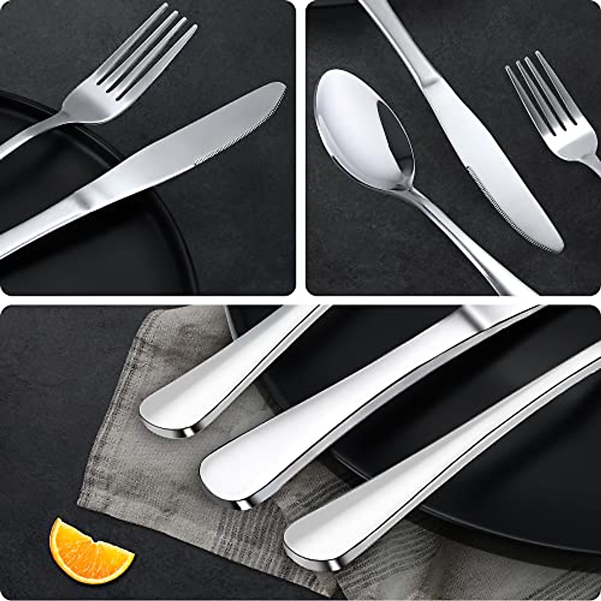 48-Piece Silverware Set with Steak Knives for 8, Stainless Steel Flatware Cutlery Set For Home Hotel, Kitchen Utensils Set Include Fork Knife Spoon, Mirror Polished, Dishwasher Safe