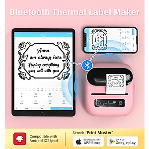 M220 Label Maker, Phomemo Label Printer, 3 Inch Bluetooth Thermal Sticker Maker Machine for Home,Office,School,Barcode Printer for Address,Mailing,Box,Cup,Compatible with Phone & PC,with 3 Rolls Label