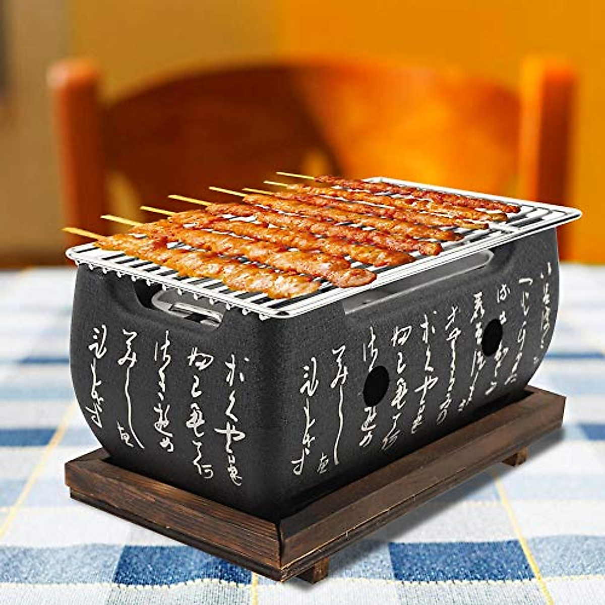 Vikye Japanese Barbecue Grill, Charcoal Stove Made of Aluminum and Stainless Steel 24x12.5x11.5cm/9.4x6.1x4.5inch