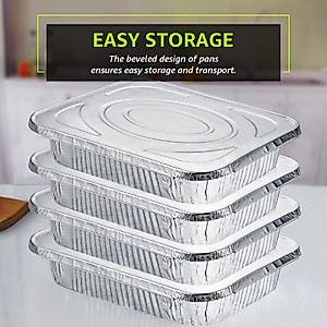 biocean Aluminum Pans with Lids 9x13 Inch 25 Pack, Extra Heavy Duty 25 Foil Pans and 25 Foil Lids for Prepping Food, Storing Heating, Cooking, Baking, Roasting