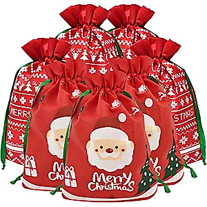 7 Packs 10.2 x 14 Christmas Drawstring Gift Bag Xmas Present Wrapping bags Party Favor