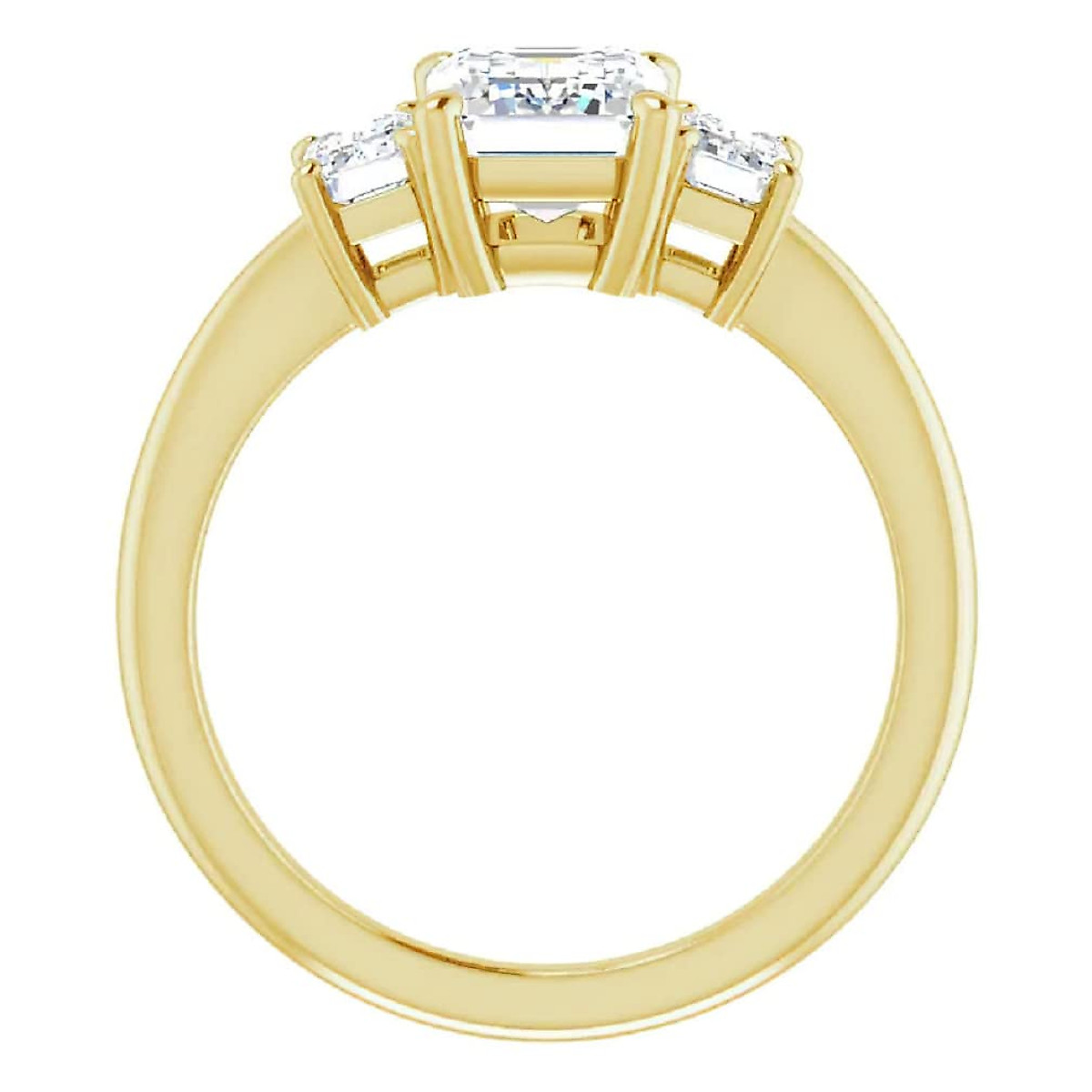 10K Solid Yellow Gold Handmade Engagement Rings 3.0 CT Emerald Cut Moissanite Diamond Solitaire Wedding/Bridal Rings for Women/Her Propose Ring (6.5)