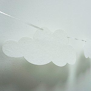 SaktopDeco 2 Pack Cloud Garland White Cloud Felt Banner Cloud Wall Decor Cloud Baby Shower Sky Theme Party Decorations