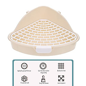 STOBOK Rabbit Litter Box Bunny Litter Box Pet Toilet Triangle Potty Trainer Corner Guinea Pig Litter Bedding Box Dustpan Broom for Chinchilla Ferret Drawf Hamster (White) Hamster Bedding
