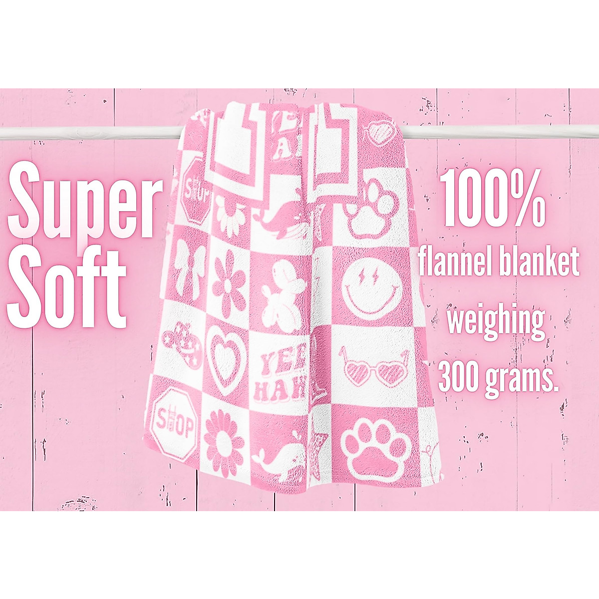 InnoBeta Preppy Throw Blanket, Personalized Initial Throw Blanket, Cute Throw, Cosmetic Bedding Stuff, Birthday Gift for Daughter, Preppy Things for Girls, E