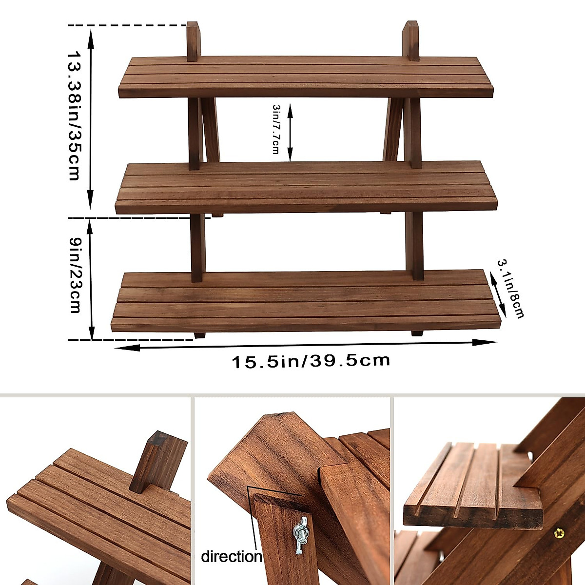 Auroal 51pcs 3-Tier Wood Earring Display Stand, Retail Display Riser Earring, Ring Holder Stand, Removable Countertop Small Merchandise Display Stand with 50 Pcs Earring Card (Light Brown)