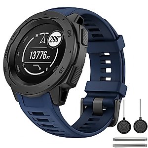 OVERSTEP for Garmin Instinct Band, Soft Silicone Replacement Watch Strap Compatible with Garmin Instinct 2, Solar, Tactical, Crossover - Navy Blue