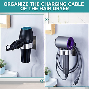 YAYINLI Hair Dryer Holder Wall Mounted, Hair Tool Organizer and Storage, Blow Dryer Holder Wall, Adhesive Hair Dryer Holder, SUS304 Stainless Steel Hairdryer Holder for Bathroom Salon Barber Shops
