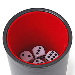 TUZAMA Felt Lined Professional Dice Cup - with 6 Dice Quiet for Yahtzee Game