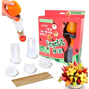 Vegetit Fruit and Vegetable Shape Cutter - ABS Plastic Fruit Decorating Tools - Kids and Toddlers Food Chopper - Pop Chef Set of 6 Shapes