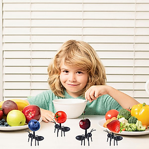 Molain Ant Toothpicks Fruit Dessert Fork, Cute Reusable Ant Food Picks Themed Birthday Party Decorations Supplies Bistro Cocktail Forks for Snack Cake Dessert (24)