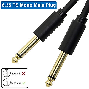 GINTOOYUN 6.35mm Mono Guitar Instrument Cable,Straight 1/4 TS Male to Straght 1/4 TS Male Unbalanced Patch Cords,for Electric Bass Guitar,Amplifier Speaker,Line-Level Audio etc (Black-3m/10ft)