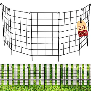 24Pack Black -13x19 Inch Garden Fence Animal Barrier, Animal Barrier Fence No Dig-Small Garden Fence for Dogs and Rabbits for Outdoor Landscaped Yard, Total Length 26 Ft(L) X 19 in(H