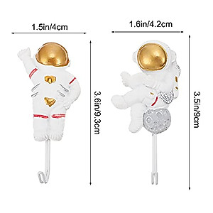 VOSAREA 2Pcs Astronaut Wall Hook Punch Free Heavy Duty Wall- Mounted Sticky Hooks Adhesive Robe Towel Keys Hanger Bags Coat Rack for Home Kitchen Bathroom Style 1