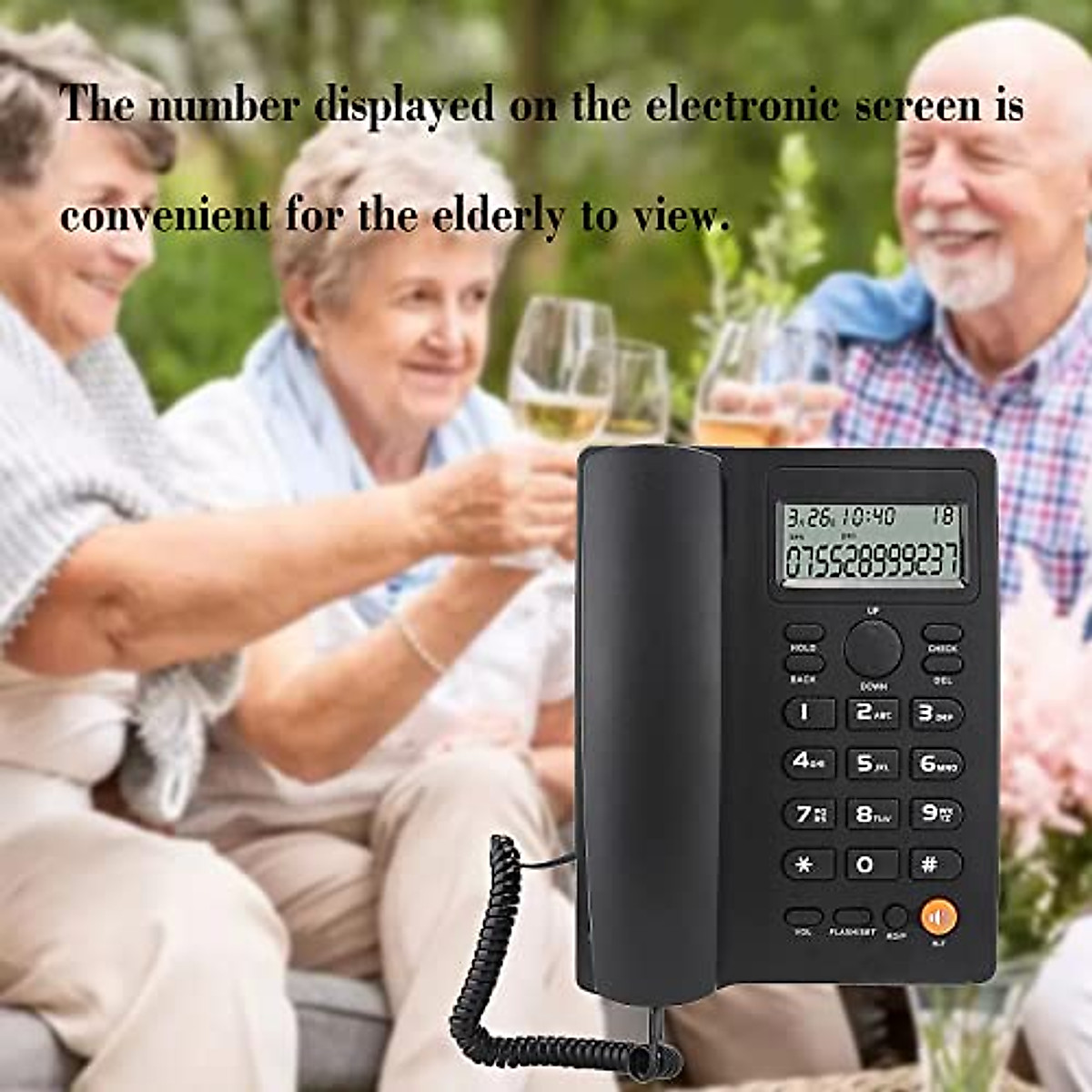 Corded Landline Phone w/ Big Buttons, Caller ID | Easy Use