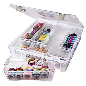 ArtBin 6971AG XL Bins with Lids 4-Pack, [4] Extra Long Art & Craft Organizer Boxes, Clear