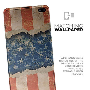 DesignSkinz Scratched Surface Peeled American Flag Protective Vinyl Decal Wrap Skin Cover Compatible with The Samsung Galaxy S20 (Screen Trim & Back Glass Skin)