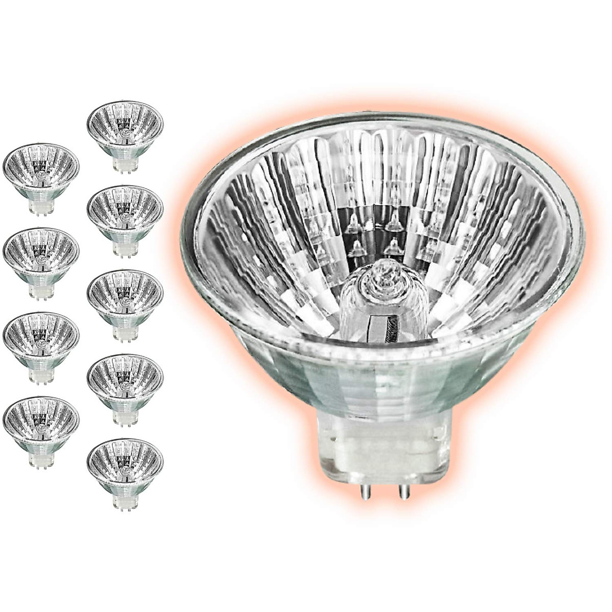 GoodBulb 50-Watt Halogen MR16 Light Bulb | GU5.3 Base 24V ANSI Code FNV | 3000K Soft White Color | Clear Finish | 2000 Life Hours | Pack of 10 Bulbs