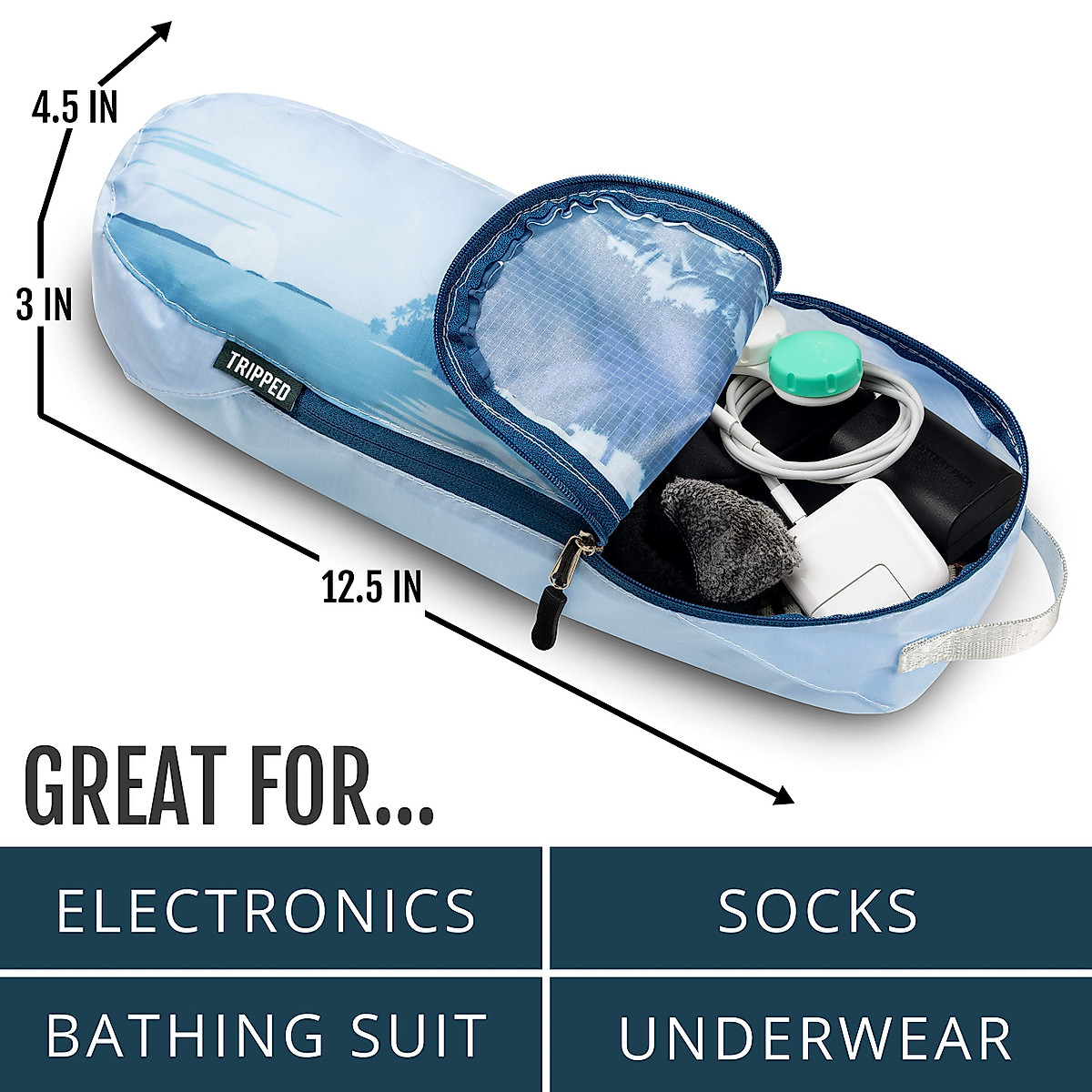 TRIPPED Travel Gear Compression Packing Cubes for Travel - Luggage and Backpack Organizer Packaging Cubes for Clothes (Graphic, 6 Piece Set)