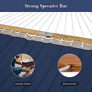 SUNCREAT Two Person Hammock with Stand and Large Soft Pillow, Extra Large Patio Hammock for Outdoor, Blue