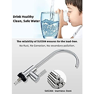 Drinking Water Faucet,Lead-Free Sink Water Filter Faucet,Reverse Osmosis Faucet for Kitchen Bar Sink,Brushed Nickel SUS304 Stainless Steel