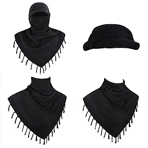 Explore Land Cotton Shemagh Tactical Desert Scarf Wrap (Black)