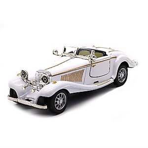 1:28 Scale Pullback Diecast Metal Antique Classic Model Cars Collectible Toy Gifts (White,Length 6.5in/16.8cm)