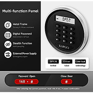 KAPUCI Modern Minimalism Design Auto-Open Safe, 0.78 CubicFeet Digital Safe Box with Full Felt Lining, High Capacity for 4 Pistols, Safety Steel Household Wardrobe,Bedroom for Home,Office,Hotel, Handgun, Jewelry