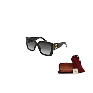 Gucci GG0141S 001 53MM Black/Grey Gradient Rectangular Sunglasses for Women + BUNDLE with Designer iWear Eyewear Kit
