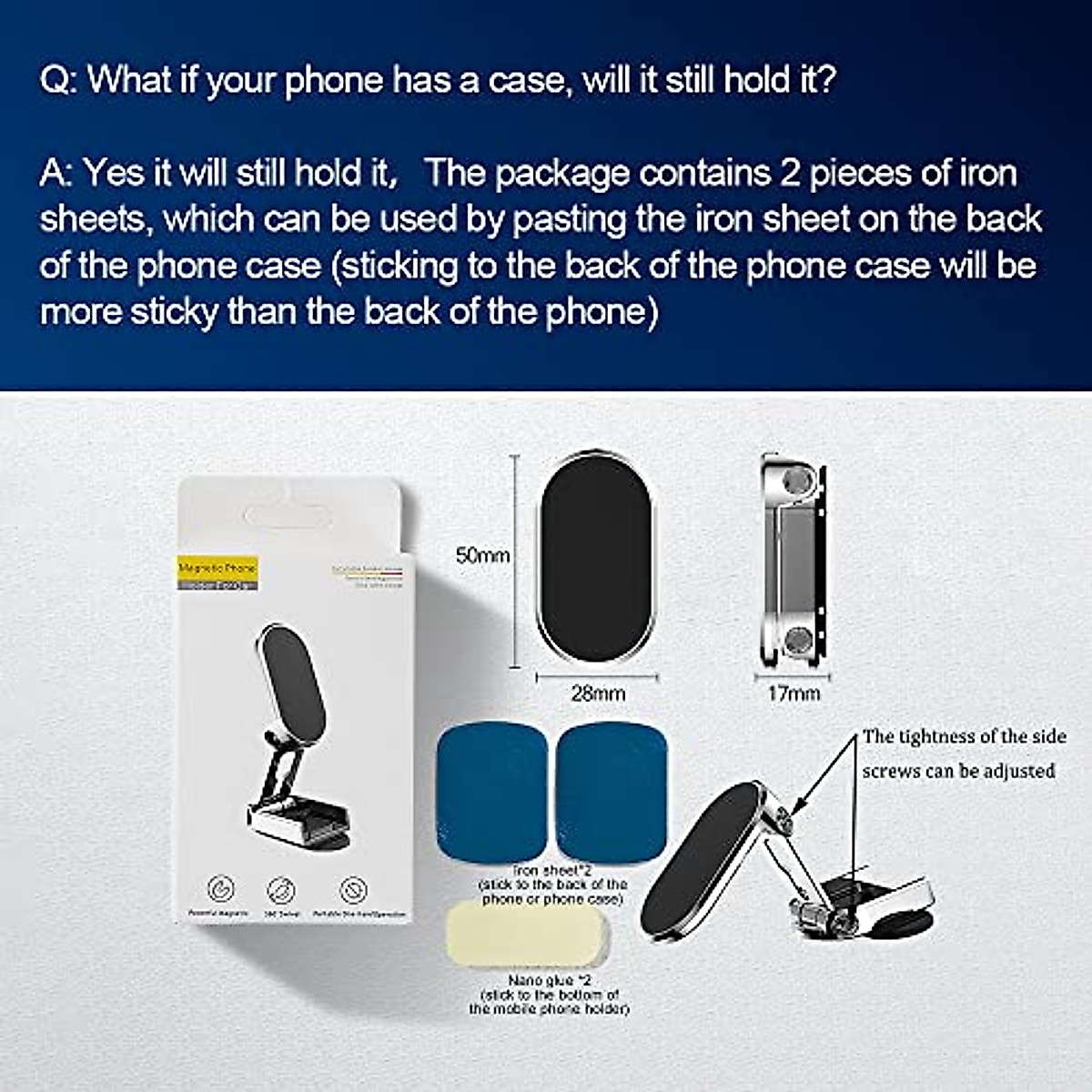 【 2-PACK】2023 New Alloy Folding Magnetic Car Phone Holder, Magnetic 360° Rotation Car Phone Holder, Universal Dashboard Car Phone Mount, Folding Magnetic phone holder for car (Black+Silver)