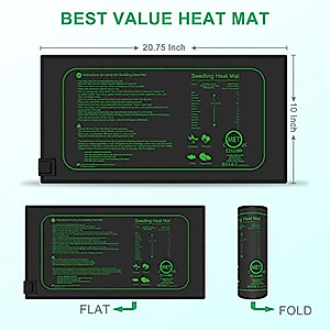 GYTF 21Watts Seedling Heat Mat - MET Standard Warm Hydroponic Heating Pad for Indoor Gardening, Durable Waterproof 10" x 20.75"