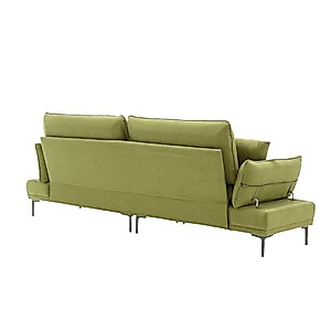 CDBBIB 102'' Convertible Futon Sofa Bed, Linen Sofa with Metal Feet,Mid Century Modern Couch.Futon Couch Small Space, Suitable for Living Room,Bedroom, Apartment.(Olive)