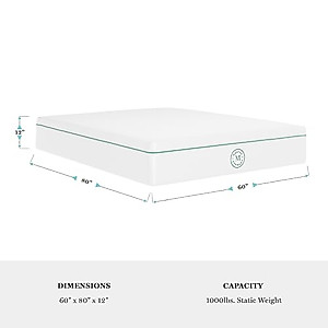 Martha Stewart SleepComplete Queen Mattress in a Box, Medium-Firm Triple-Action Cooling Gel Memory Foam Mattress, Removable Coolweave Jacquard Cover, 12", White