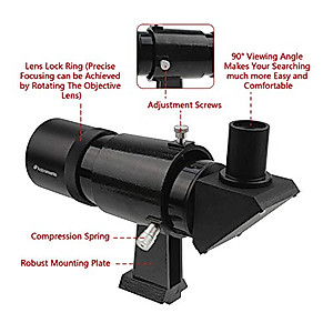 Astromania 9x50 Angled Finder Scope, Black - You Will no Longer Need to Strain Your Neck at Difficult Angles and are Also able to Search for Objects which are not so Easy to find