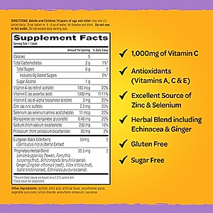 Airborne Elderberry + Zinc & Vitamin C Effervescent Tablets, Immune Support Supplement With Powerful Antioxidant Vitamins A C E, 20 Fizzy Drink Tablets, Elderberry Flavor