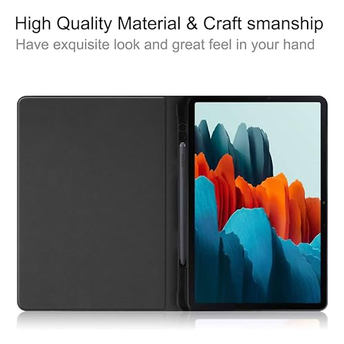 Case for Samsung Galaxy Tab S7 11-Inch 2020 Release Model (SM-T870/875) Smart Slim Tri-Fold Tablet TPU Leather Cover With Auto Wake/Sleep for Samsung Galaxy Tab S7 Cover (Black)