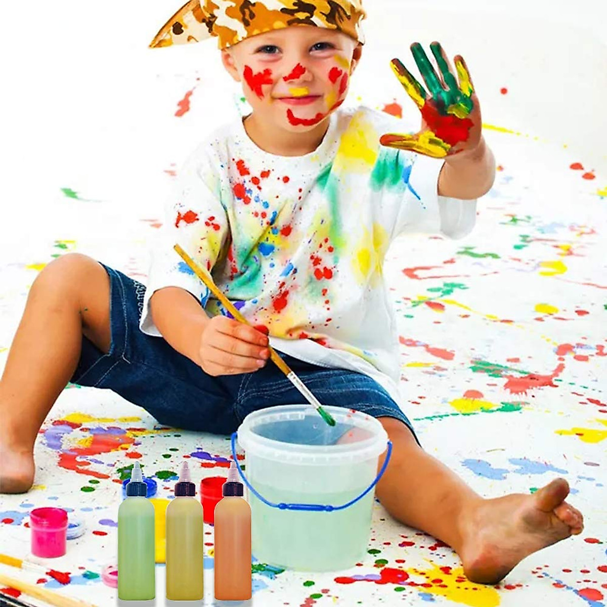 Qyyiguf 20 Pack Empty Squeeze Bottles,4oz Plastic Dispensing Bottles,Boston Round LDPE Bottles for Decorating,Arts and Crafts,Condiments