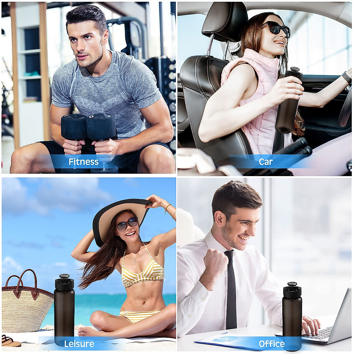 Mimorou 12PCS 24oz Sports Water Bottles Bulk Plastic Sports Drink Bottles Pack Sports Water Cups Set Sports Bike Water Bottles for Gym Outdoor Sports Cycling Camping Hiking Yoga (Clear Grey)