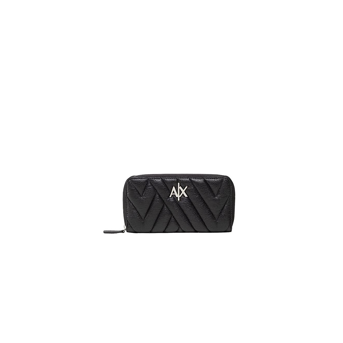 A|X ARMANI EXCHANGE womens Pebble Eco Leather Zip Wallet Wristlet Wrislet bag, Black, One Size US